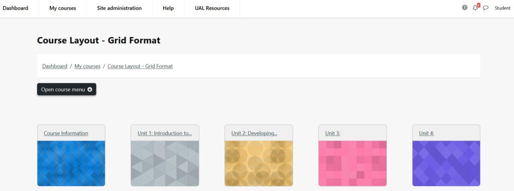 Moodle: Grid format – Digital Learning Support