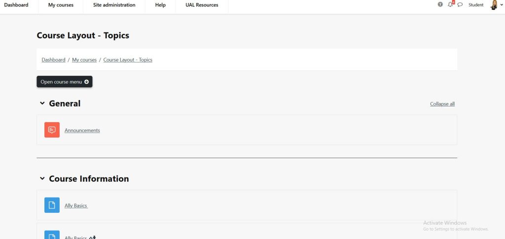 Moodle: Topics format – Digital Learning Support
